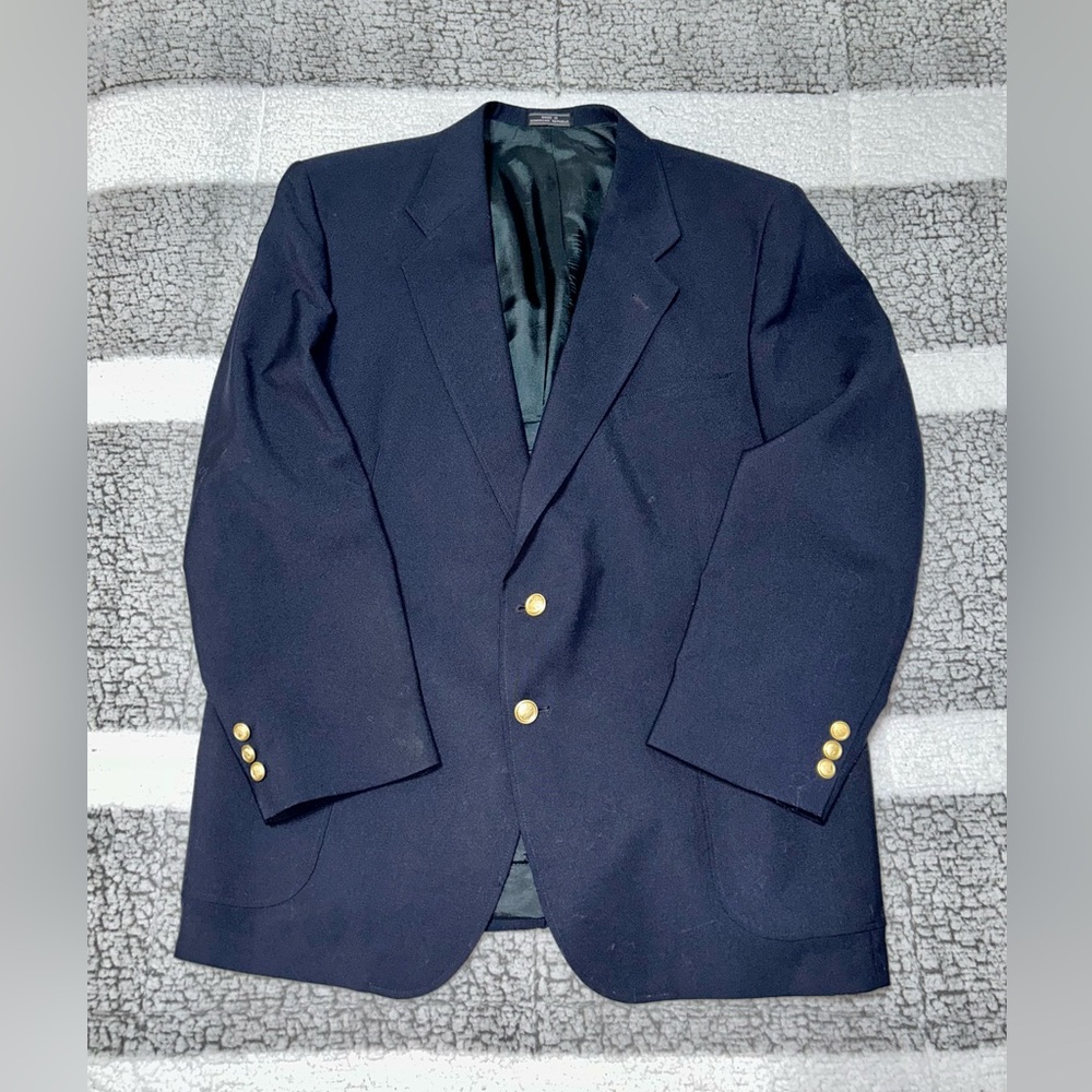 David Taylor Navy Blue Gold Button Blazer Jacket - Gem